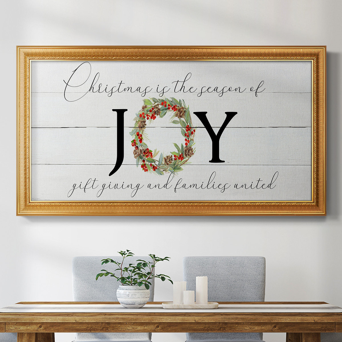 The Holiday Aisle® Gerarde Season of Joy - Single Picture Frame Print on Canvas | Wayfair